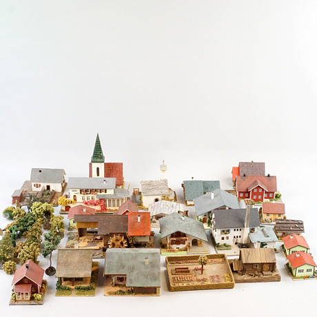 PARTI MODELLHUS, 23 delar, bl a Märklin, skala H0. samt TRÄD, 14 st ...