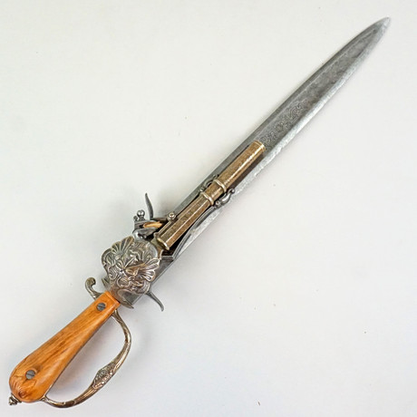 REPLICA, milliner with flint lock gun, replica of model from c. 1720 ...