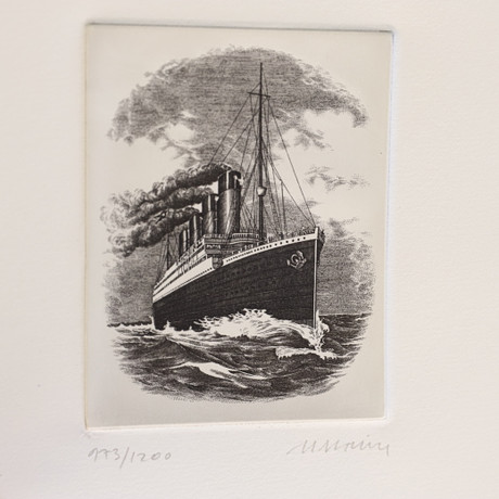 MARTIN MÖRCK. “Titanic”, engraving, signed and numbered 973/1200. Art ...