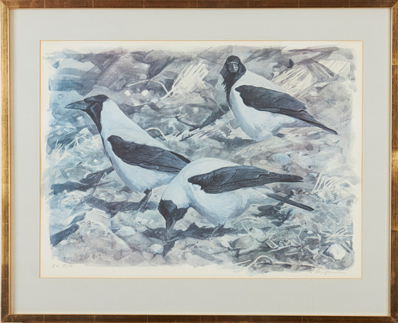 LARS JONSSON. Kråkor, signerad Lars Jonsson, EA II/X, offsettryck i ...