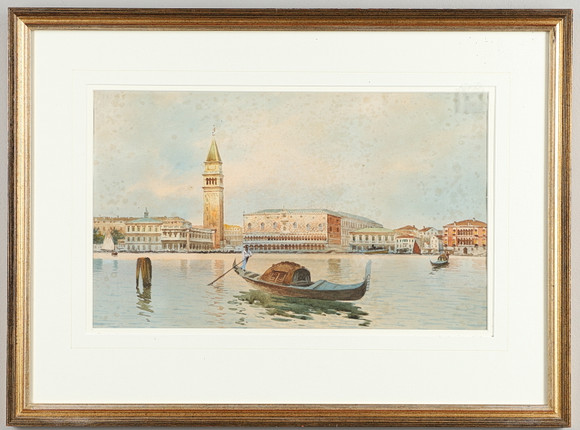 ALBERTO PROSDOCIMI (1852-1925). His circle. GONDOLA IN THE BACINO S ...