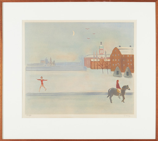 EINAR JOLIN. Figure skater, signed and numbered Jolin EA 6/20, lithograph in colours. Art ...
