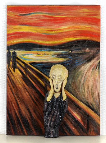 UNBEKANNTER KÜNSTLER. Baserad på ”The Scream” av Edvard Munch. Olja på ...