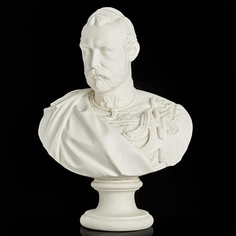 BUST, depicting Charles XV, Gustavsberg late 19th century, parian ...