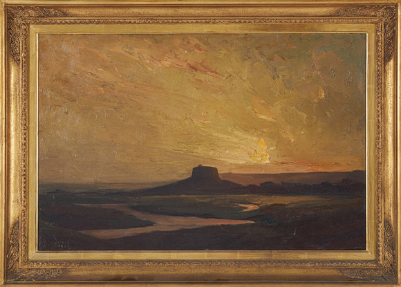 FREDERICK JAMES HACKMAN (1873–1965). "The watchtower in the marsh ...