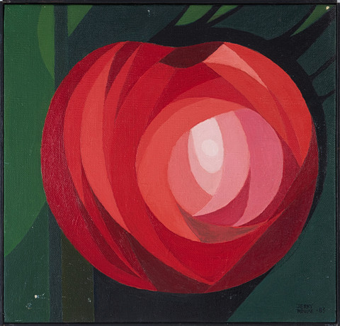 JERRY ROUPE. kubistiskt äpple, olja på duk, signerad och daterad -83 ...