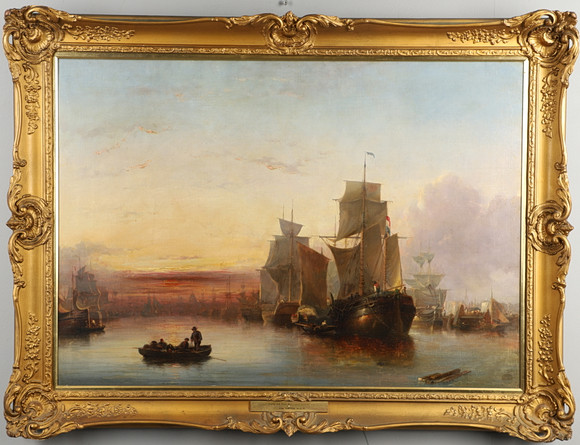 EDWIN HAYES (1819-1904). SUNSET VIEW OF THE RIVER LIFFEY, DUBLIN. Art ...