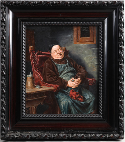 EDUARD VON GRÜTZNER (TYSKLAND, 1846-1925). Rökande munk, olja på duk ...