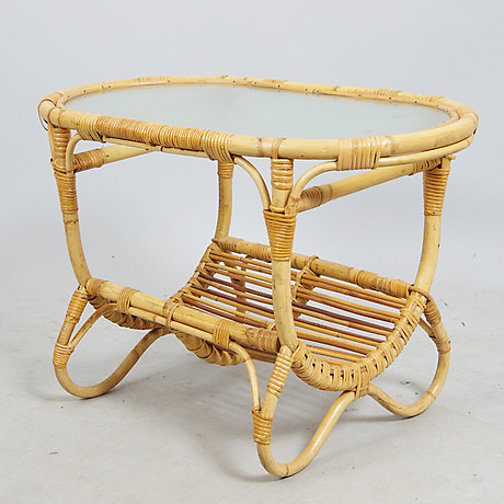 SOFFBORD, rotting/glas, 1900-talets mitt. Möbler - Bord - Auctionet