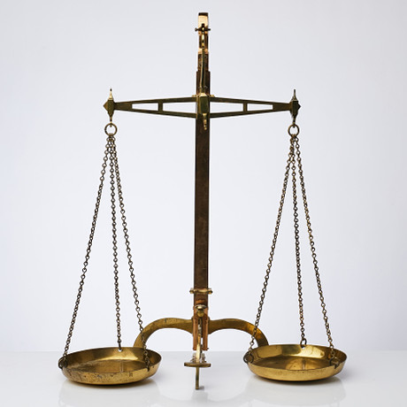 PHARMACY SCALE. Brass, first half of the 20th century. Miscellaneous ...