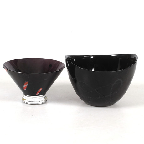 Two glass bowls, “Pond”, Ingegärd Råman, Orrefors and Gun Lindblad ...