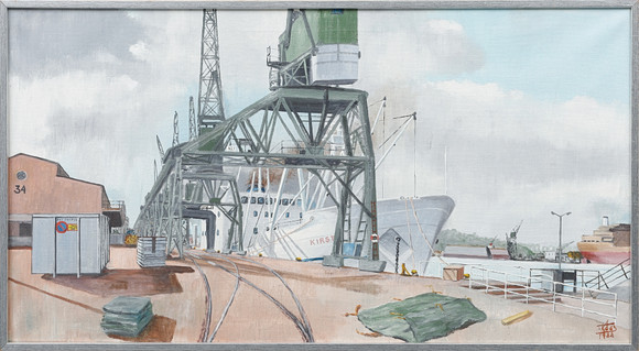 TIBOR KOOS. Harbour motif, oil on canvas, signed and dated 1988. Art ...