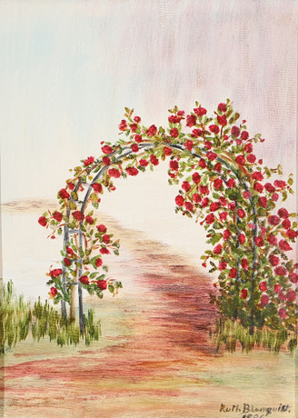 RUTH BLOMQUIST. Blomsterbåge, olja på duk, signerad 1996. Konst ...