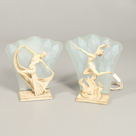 A PAIR OF ART DECO STYLE RESIN TABLE LAMPS. Lighting & Lamps - Table ...