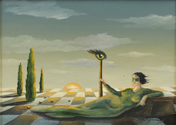 BRITA NORDENBERG. "Tyst vittne", olja på duk, signerad. Konst - Måleri ...