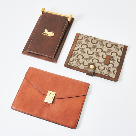 CELINE, envelope bag, binder, paper collector, 1960/70s, cognac leather ...
