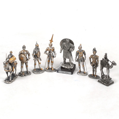 A set of 8 pewter figures, mostly knights, 21st century. Toys - Toys ...