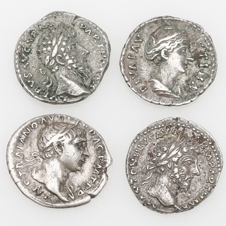 ROMERSKA MYNT, 4 st, silver. Mynt, Medaljer & Frimärken - Mynt - Auctionet
