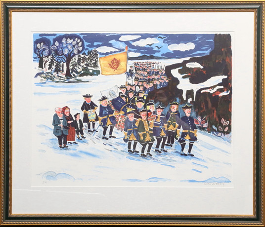 SVEN LIDBERG. Karl XII:s likfärd. Färglitografi, EA, signerad. Konst ...