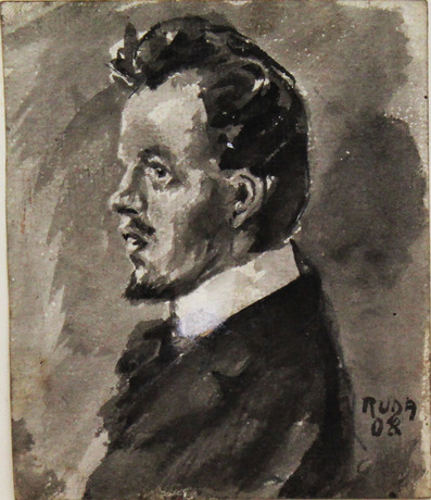 GUNNAR RUDA. Self-portrait. Watercolor. Signed Ruda and dated -08. Art ...