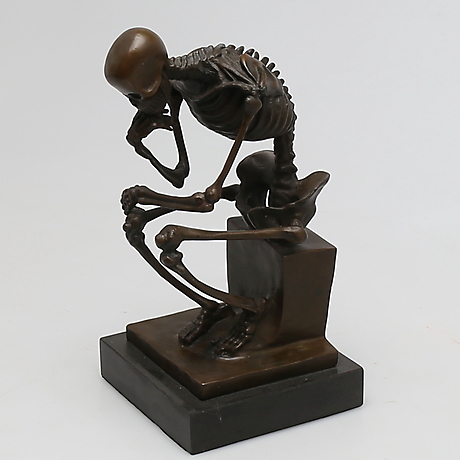 UNKNOWN ARTIST. after Max Milo, thinking skeleton, bronze, unsigned ...