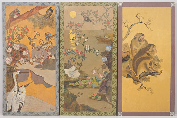 KARL WENNBERG. Väggfält 3 st, 2 st signerade, ca år 1900. Konst ...