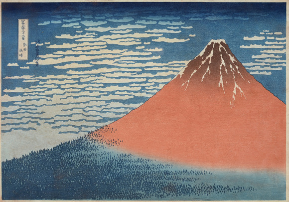 KATSUSHIKA HOKUSAI. “Fine wind, clear morning/Gaifu Kaisei.” color ...