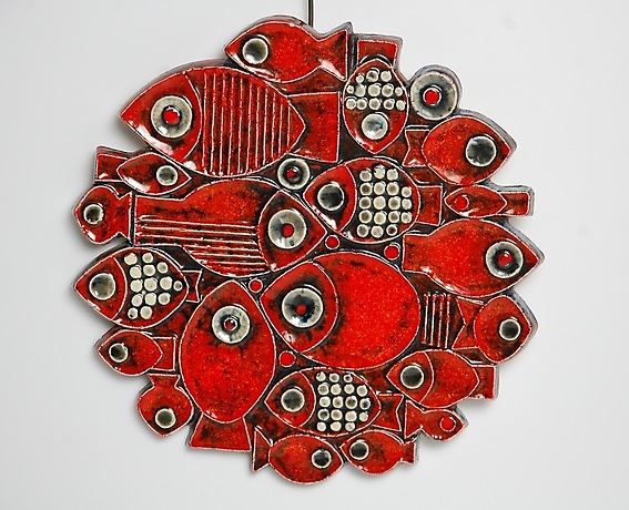 WALL RELIEF, stoneware, In the form of fish, Britt Louise Sundell ...