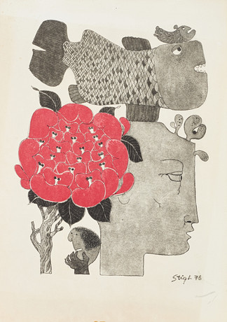 STIG LINDBERG. Composition, signed and dated -76 in print, lithograph ...