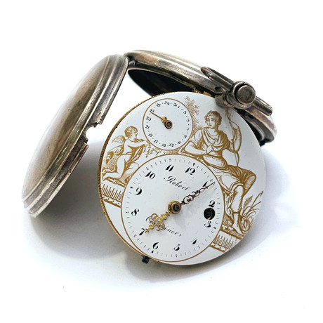 ROBERT & COURVOISIER POCKET WATCH. CATALINO IN SILVER, SWITZERLAND ...