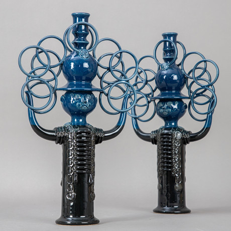 BJØRN WIINBLAD. Rosenthal, Studio-Line Ett par keramiska ljusstakar ...