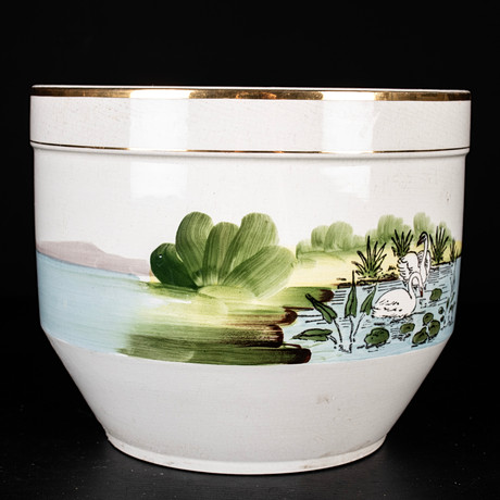 OUTER LINER, Porcelain, hand painted decor, Gefle Porslinsfabrik, early ...