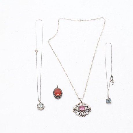 HÄNGEN, 4 st, silver med stenar, 1900-tal. Smycken & Ädelstenar ...