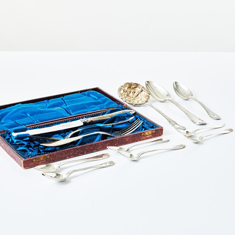 TRAVEL CUTLERY, 3 pieces, silver, model Swedish pointy, sprinkling ...