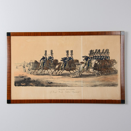 ALEXANDER CLEMENS WETTERLING. Efter. Plansch med ridande artillerispann ...