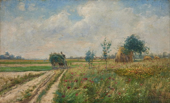 CHARLOTTE WAHLSTRÖM. Vallmofält och hövolmar. Konst - Måleri - Auctionet