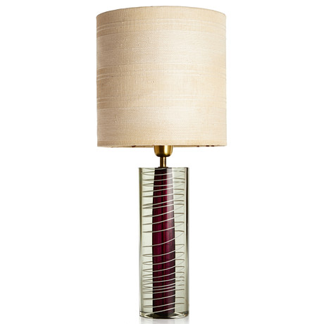 TABLE LAMP. Czechoslovakia 1960s. Cylinder shaped. Clear glass with ...