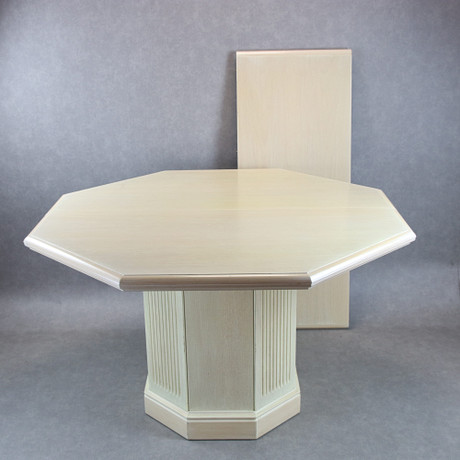DINING TABLE with pillar base, octagon, antique treated wood, 1980/90s ...
