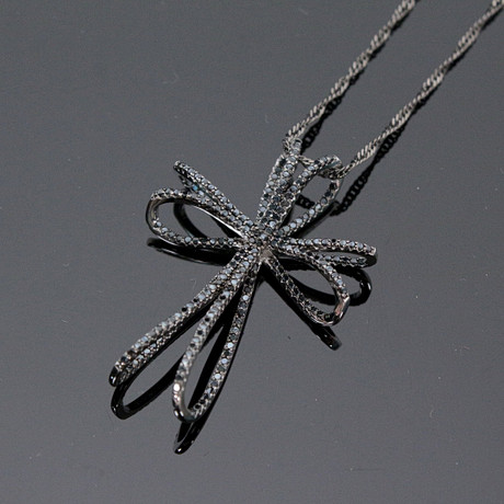 Halsband med kors hänge set med spinell, 925 silver. Smycken ...