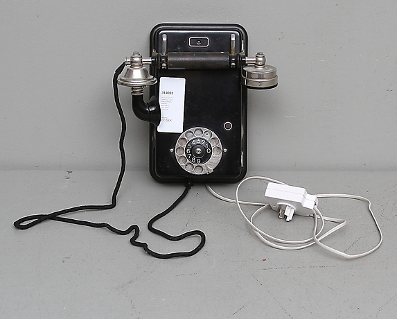 WALL PHONE, bakelite, handset marked The Telegraph Agency's workshop ...