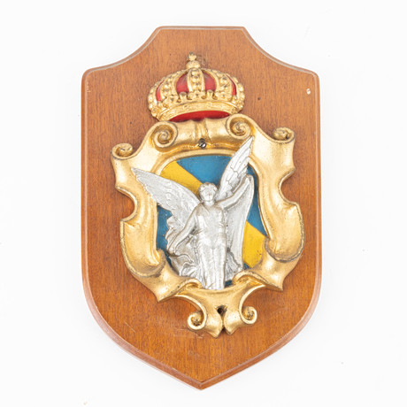 PANSARKRYSSAREN FYLGIA, fartygsemblem, gjutjärn, 1907. Vapen ...