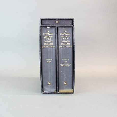 TWO VOLUMES OF THE OXFORD ENGLISH DICTIONARY, COMPACT EDITION. Books ...