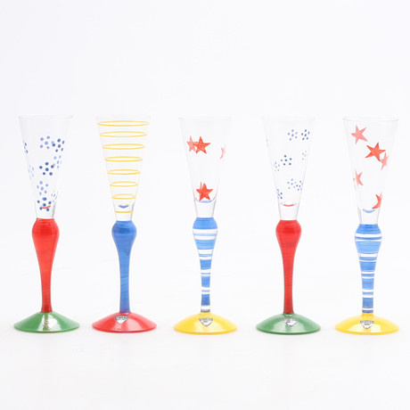 ANNE NILSSON, 5 st, snapsglas, "Clown", Orrefors. Glas - Serviser ...