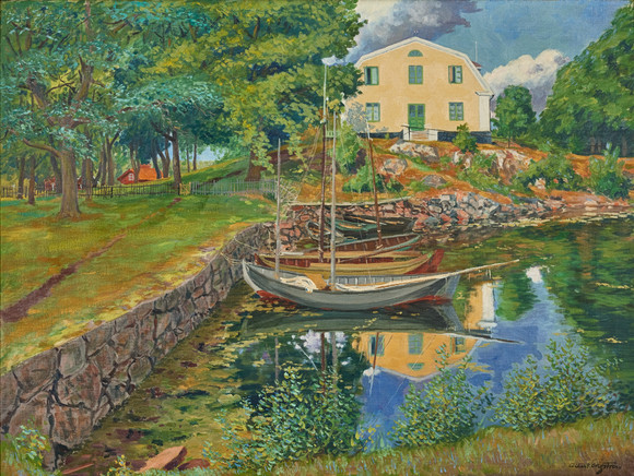 ALBERT ENGSTRÖM. Motiv från Grisslehamn. Konst - Måleri - Auctionet