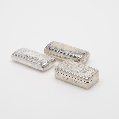 ANTIQUE SILVER SNUFF BOXES, 3 PCS, total 278 g. Silver & Metals ...