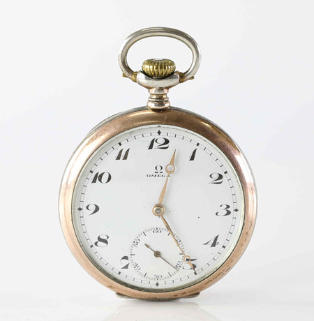A silver 800 Omega pocket watch, first half of the 20th century. Clocks ...