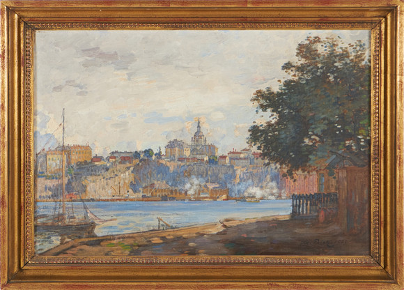 AXEL PETER (1863-1942). Vy från Kastellholmen över Katarina-Sofia med ...