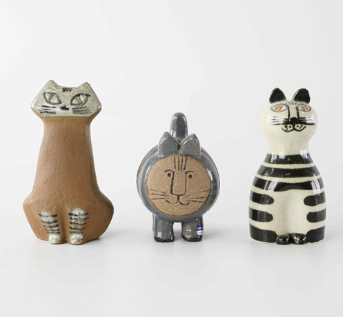 LISA LARSON. figuriner, 3 st, "Tripp", "Menageri", "Katt" Gustavsberg. Formgiven 1968. Keramik ...