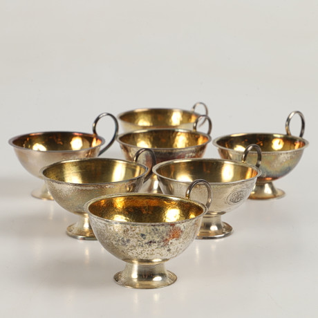 PUNCH MUGS, 7 pieces, silver with gilt inside. Silver & Metals - Silver ...