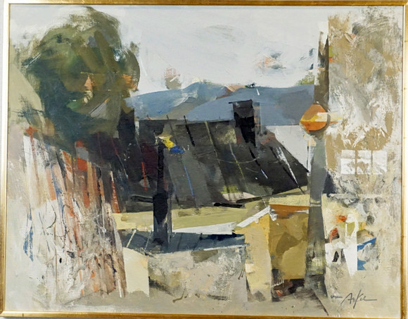 ADRIAN VAN ARKEL (1924-2006), olja på duk, Gatubild, signerad van Arkel ...